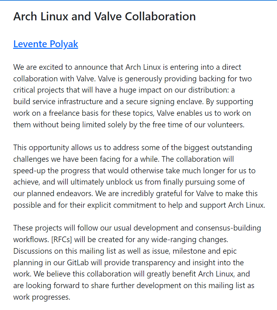 SteamDB: "Arch Linux (used for SteamOS) is entering into a …" - Infosec ...