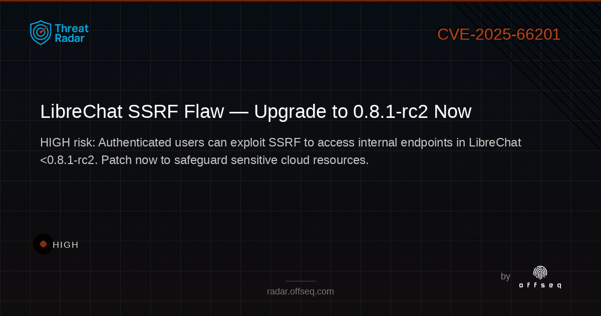 Offensive Sequence: "🔎 CVE-2025-66201: HIGH severity SSRF in LibreChat ...
